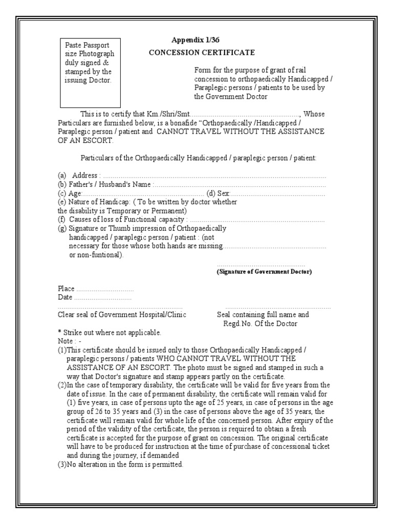 railwayConcessionForm PDF | PDF