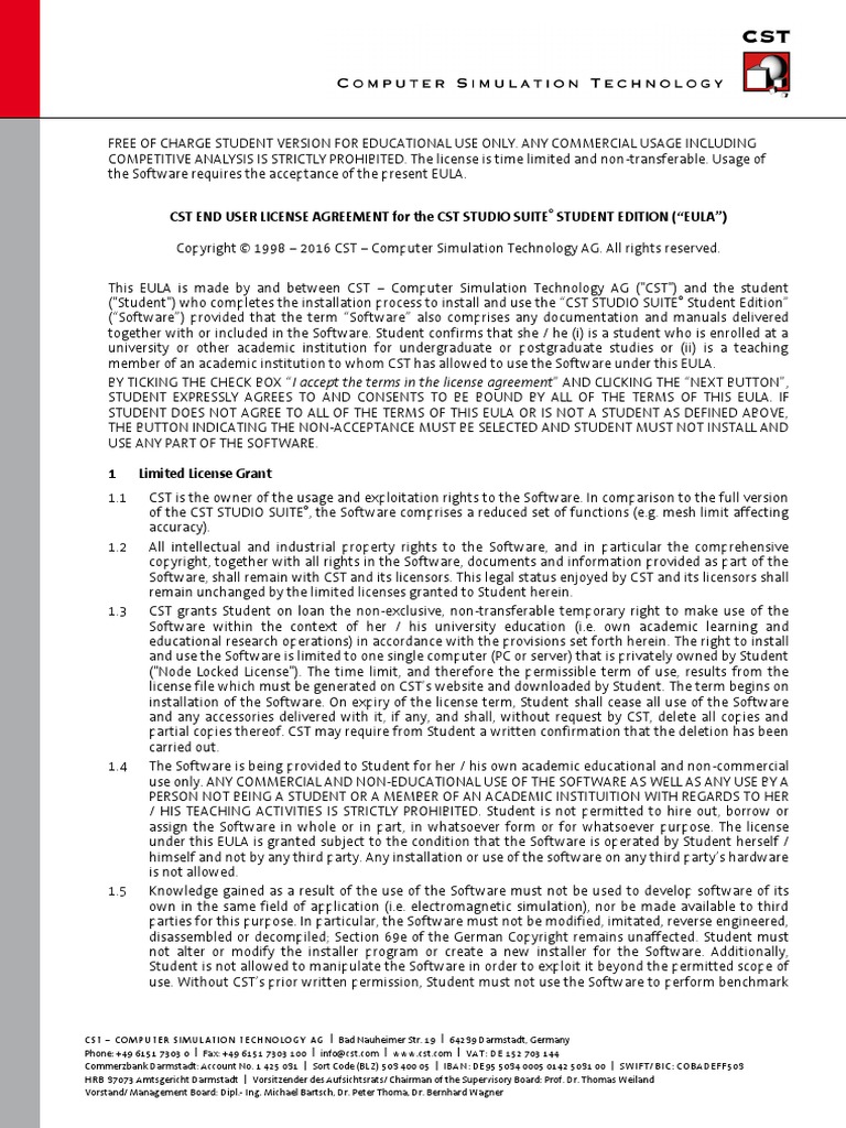 CST Studio Suite Student Edition | PDF | License | Justice