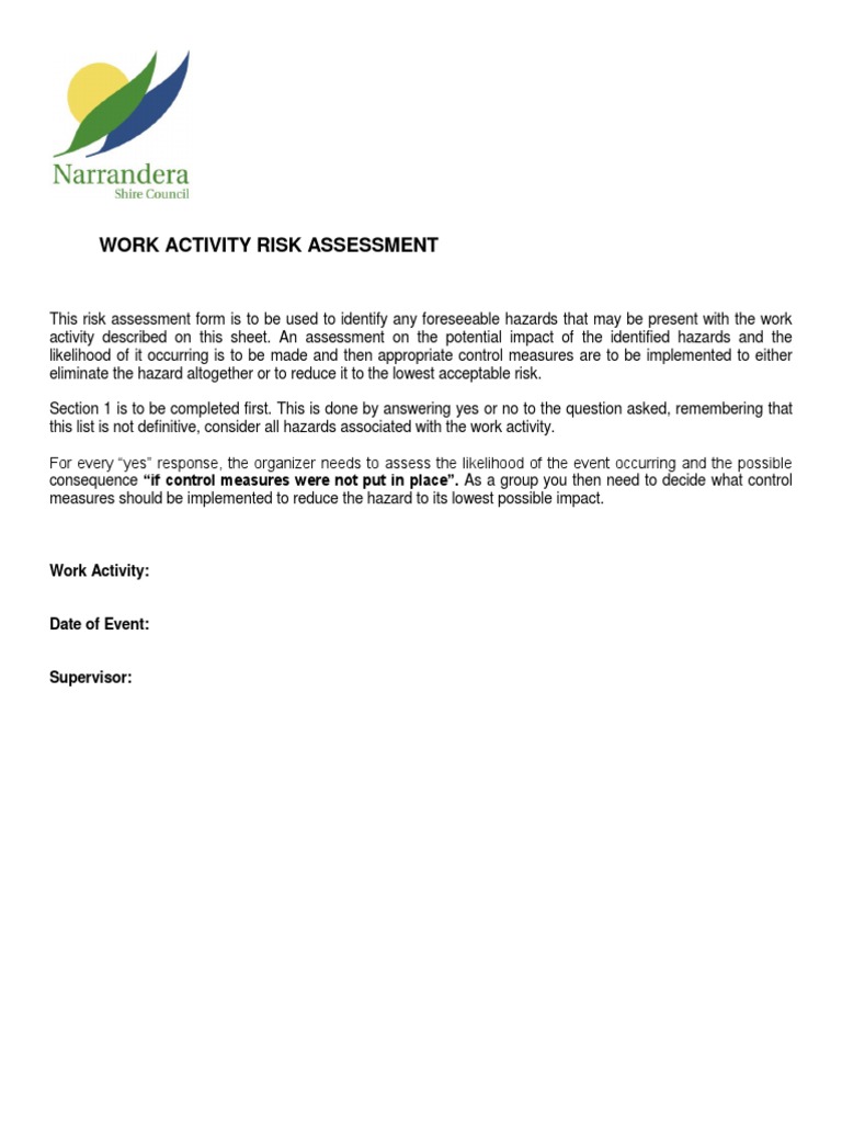 Event Risk Assessment Table and Template | PDF | Risk Assessment | Hazards