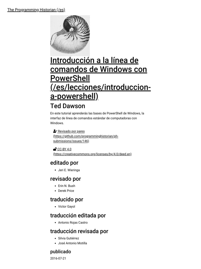 Línea De Comandos De Windows Con Powershell Programming Historian Pdf Interfaz De Línea De