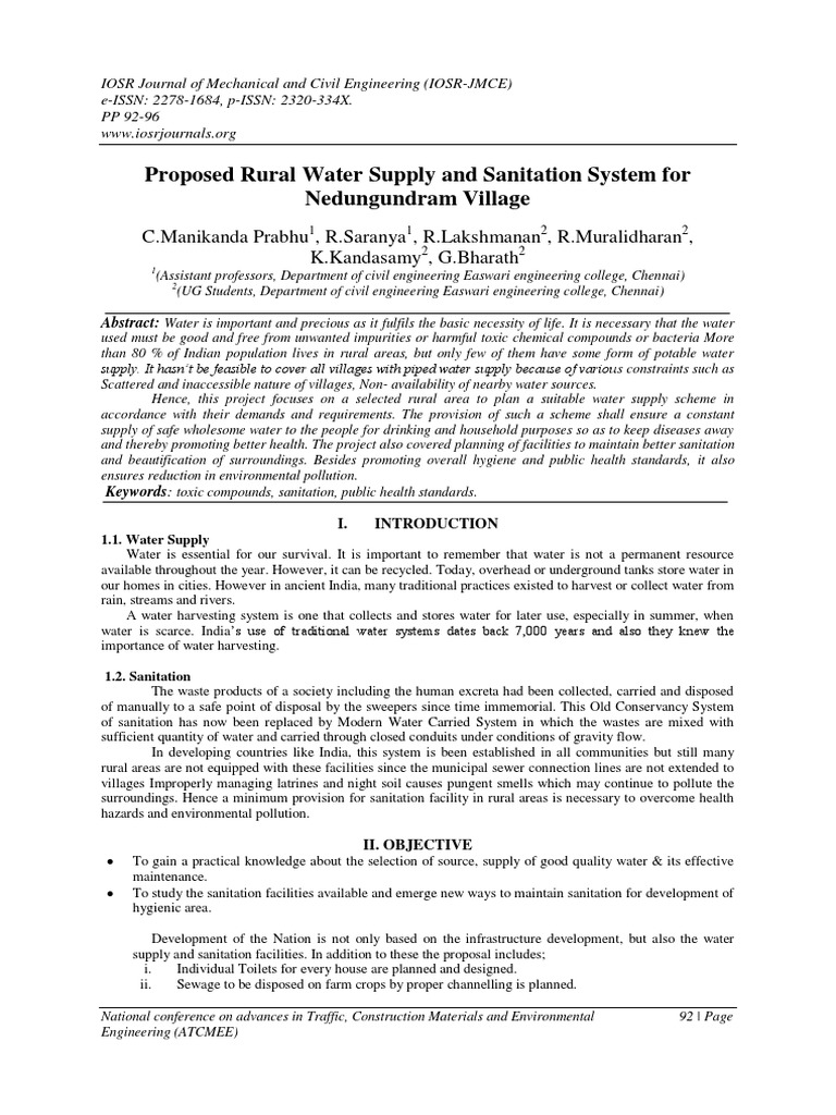 Proposed Rural Water Supply and Sanitation System for Nedungundram ...