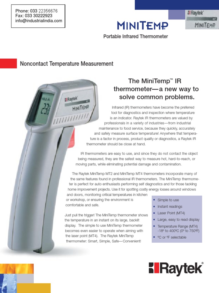 Raytek MT4 Thermometer | PDF | Infrared | Thermometer