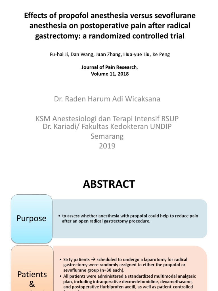 Effects of Propofol Anesthesia Versus Sevoflurane | PDF | Anesthesia ...