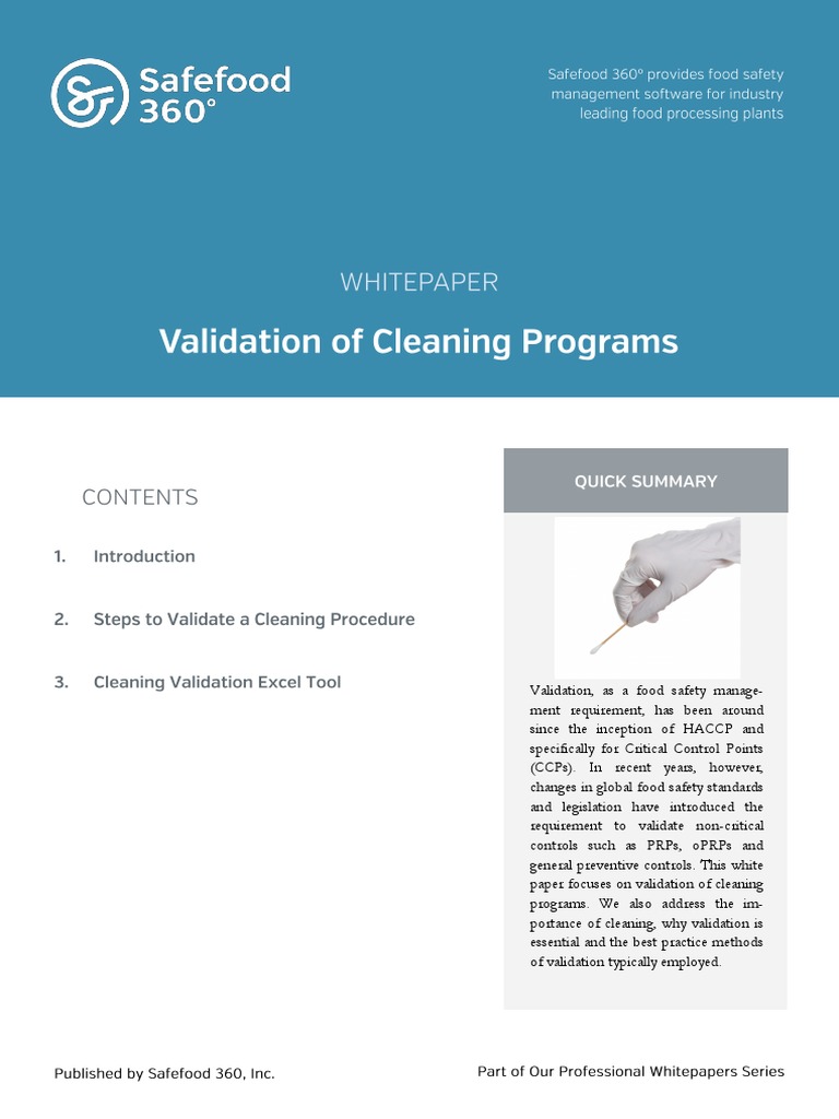 Validation of Cleaning Programs PDF | PDF | Verification And Validation ...