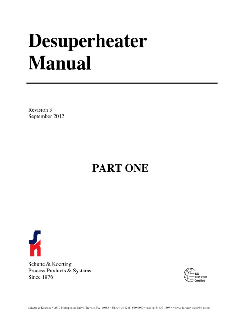 Desuperheater Manual: Part One | PDF | Steam | Heat Exchanger