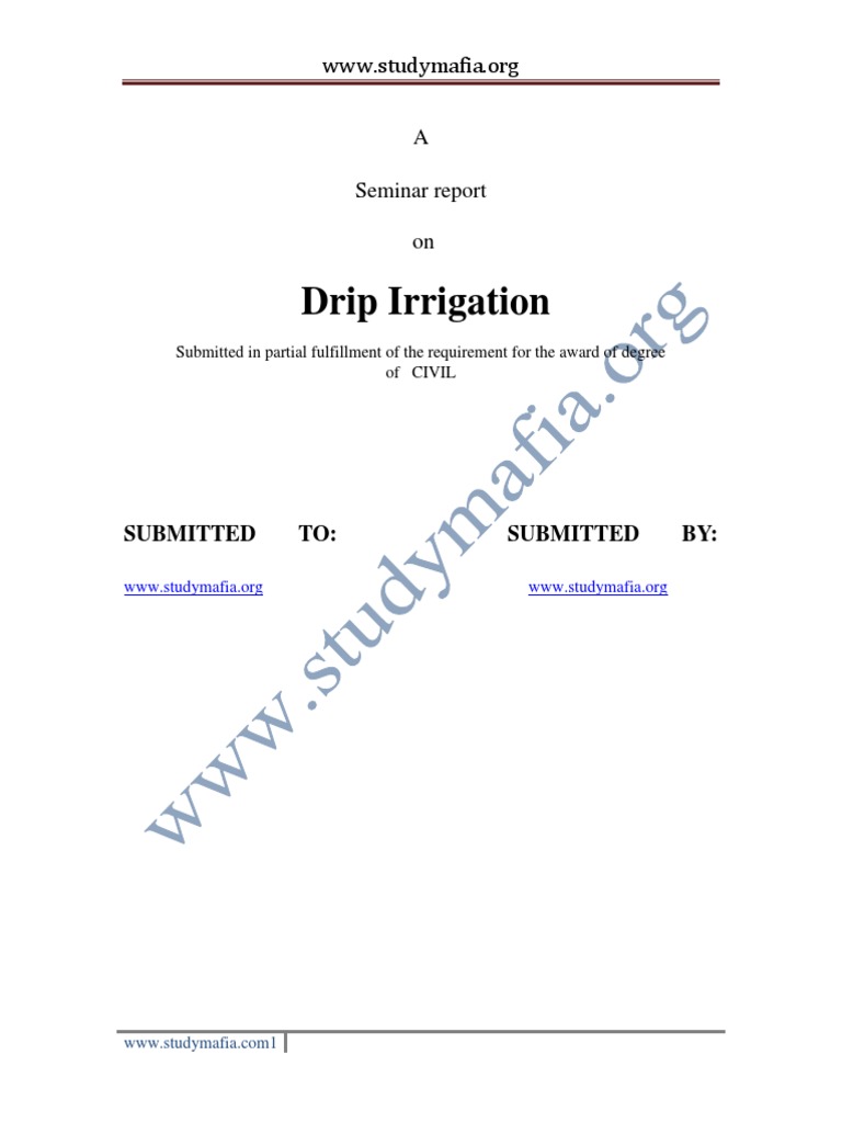 Civil Drip Irrigation Report | PDF | Irrigation | Environmental Design