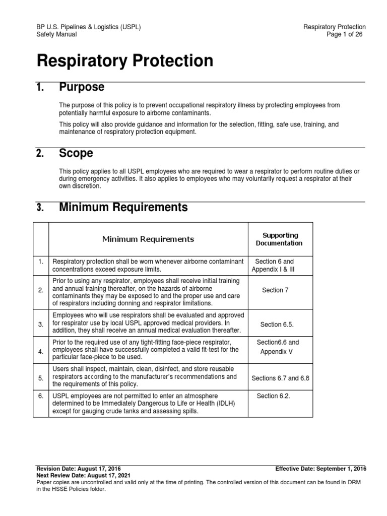 Respiratory Hazards and Protection Guidelines | PDF | Particulates ...