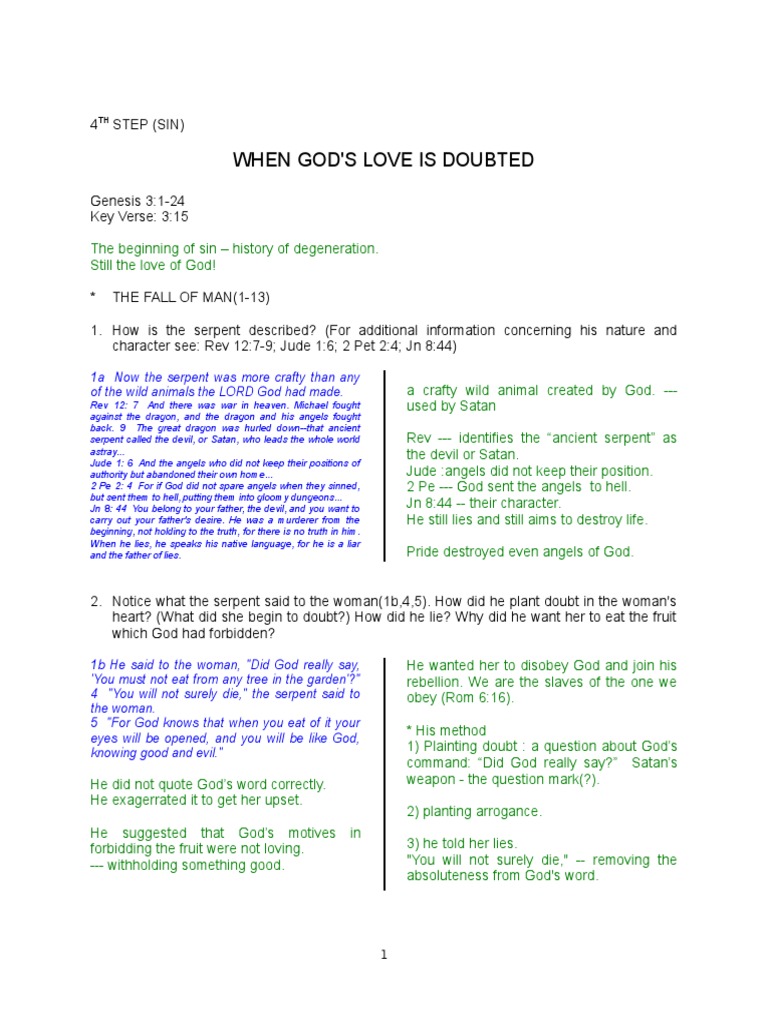 When God'S Love Is Doubted | PDF | Adam | Serpents In The Bible