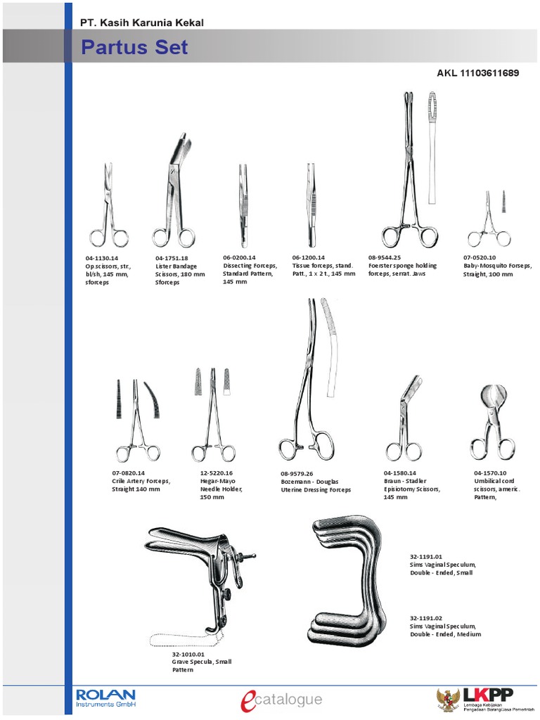Partus Set Medical Instruments | PDF | Female Mammals | Sexual Anatomy