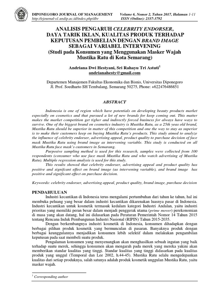 Andriana Dwi Hestyani, Sri Rahayu Tri Astuti: Diponegoro Journal of ...