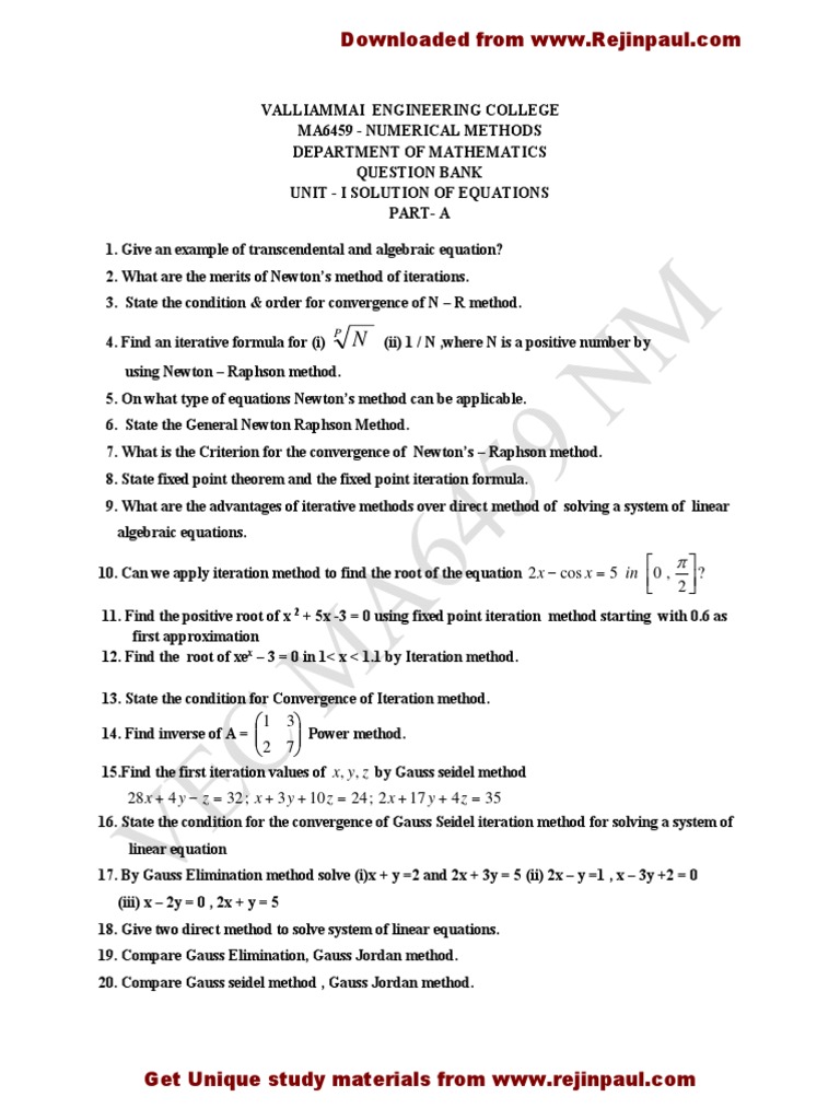 MA6459 Numerical Methods | PDF | Interpolation | Finite Difference