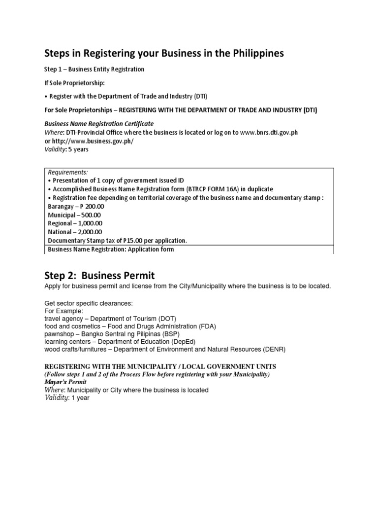 Steps in Registering Your Business in The Philippines | PDF | Identity ...