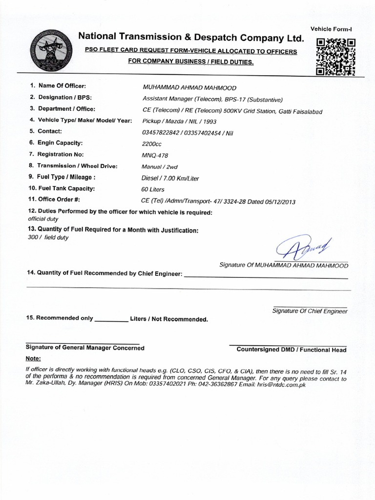 Form and Order For PSO Fleet Card Gatti | PDF