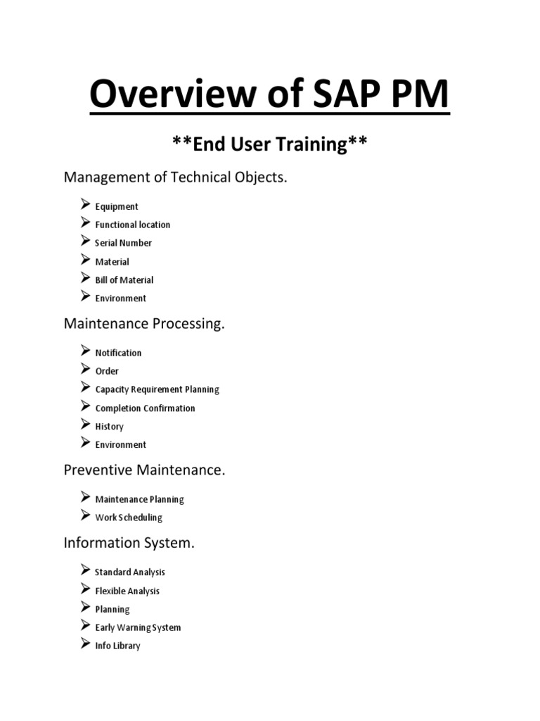 SAP PM Overview and Training Guide | PDF | Computers
