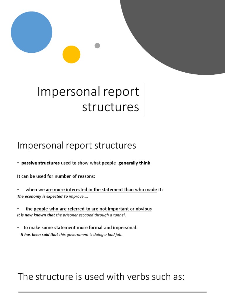 Impersonal Passive-Report Structures | PDF