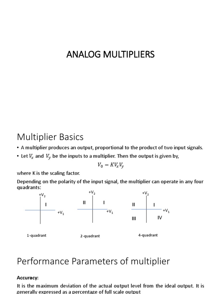 Four-Quadrant Analog Multiplier Overview | PDF | Amplifier | Electronic ...