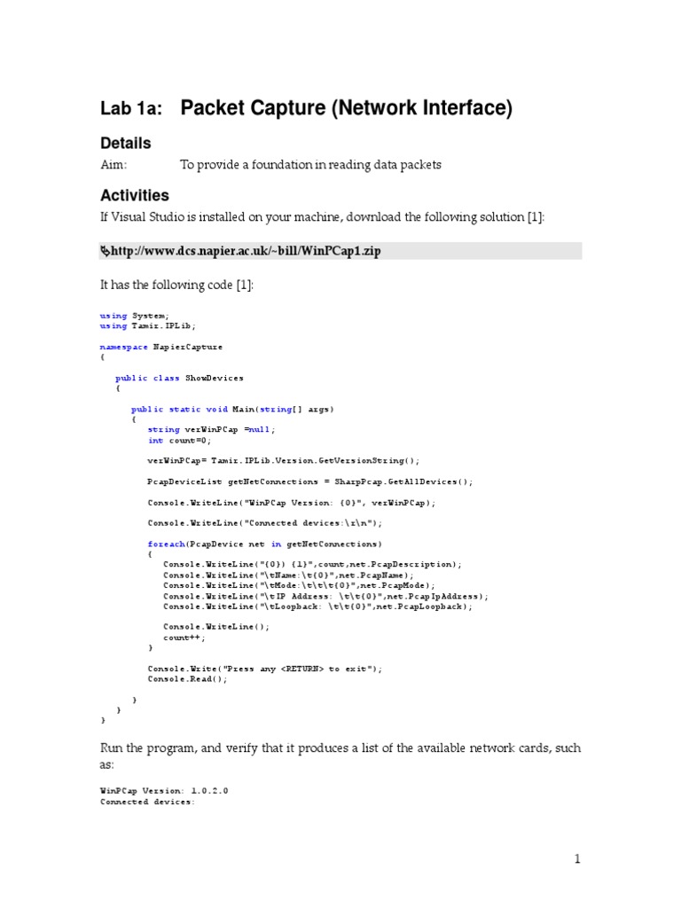 Lab01 - Data Packet Capture | PDF | Transmission Control Protocol ... Lab01 - Data Packet Capture | PDF | Transmission Control Protocol ...