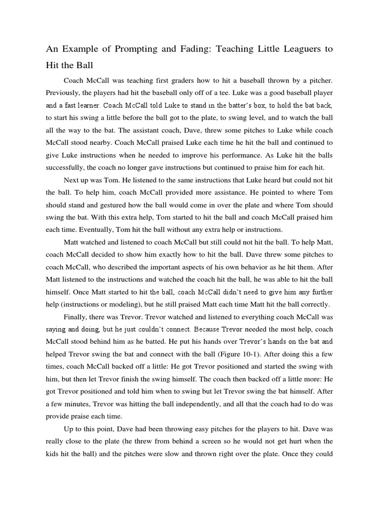 An Example of Prompting and Fading | PDF | Reinforcement | Pitcher