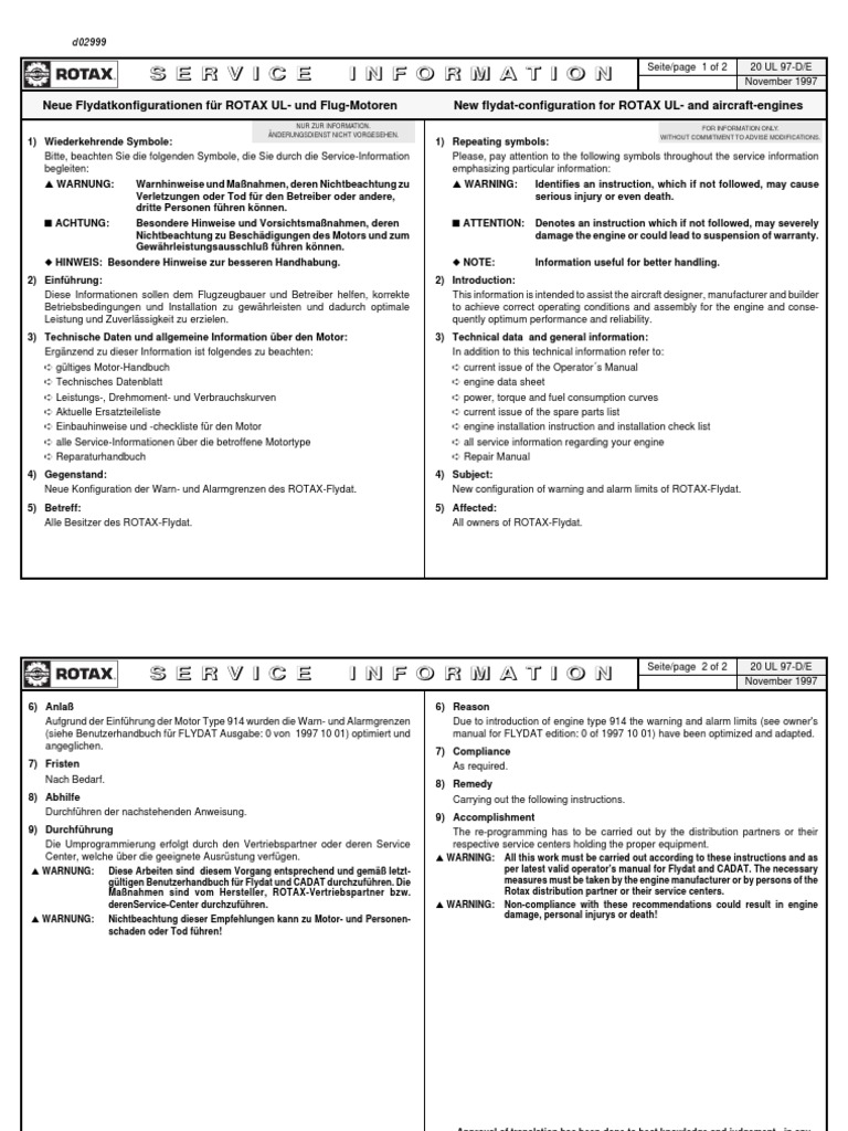 Rotax Services Information | PDF