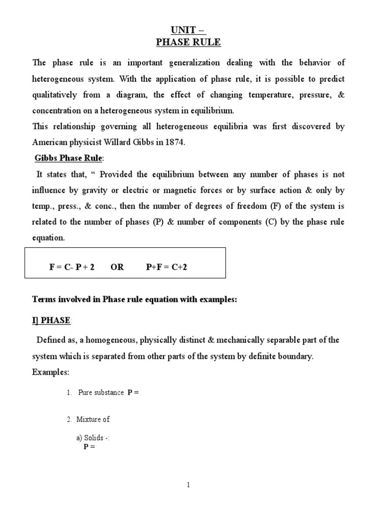 Phase Rule (Chemistry) | Download Free PDF | Phase Rule | Phase (Matter)