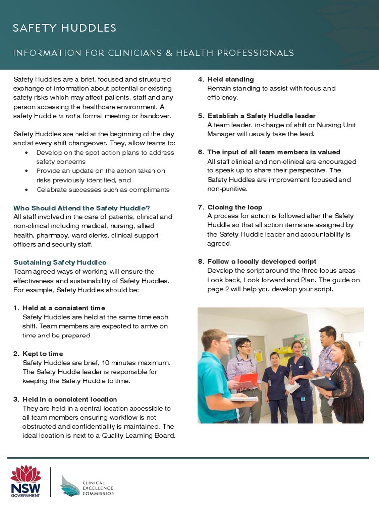 Safety Huddles Info For Clinicians 1 FINAL DEC 2017 | PDF | Health Care ...