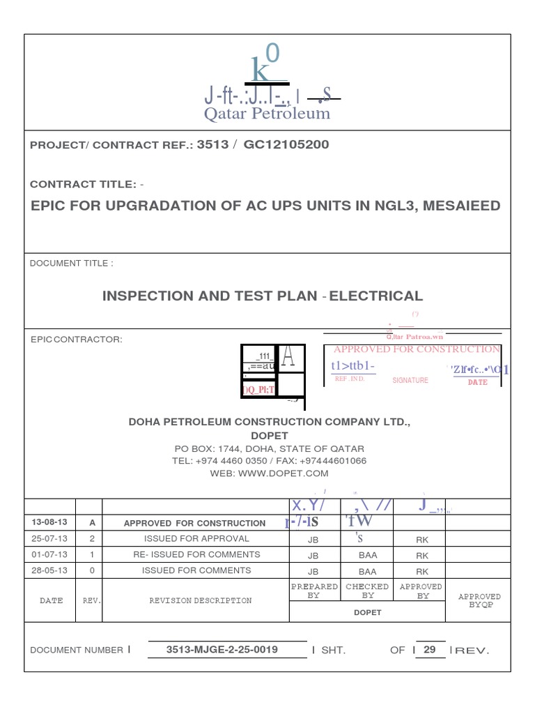 Itp Electrical | PDF | Specification (Technical Standard) | Verification And Validation