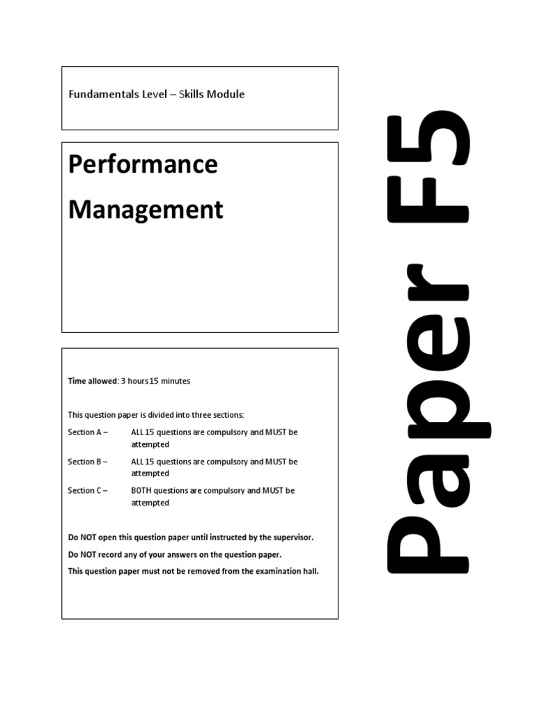 Acca F5 Mock Exem Questions | PDF | Labour Economics | Fruit Preserves