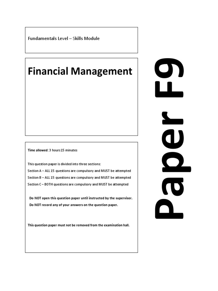 ACCA F9 Mock Exam Questions | PDF | Capital Asset Pricing Model | Factoring (Finance)