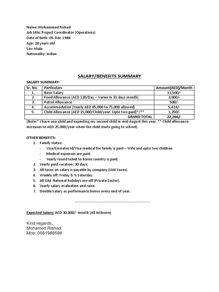 My Salary Description1 | PDF