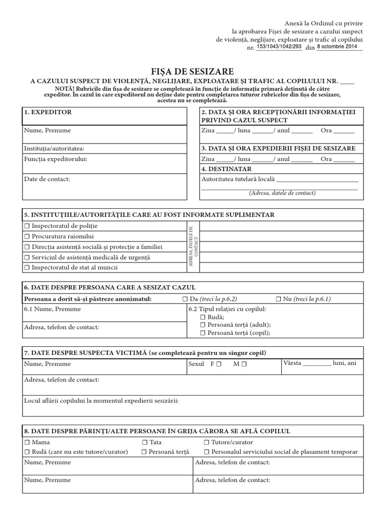 Fisa de Sesizare Ro PDF | PDF