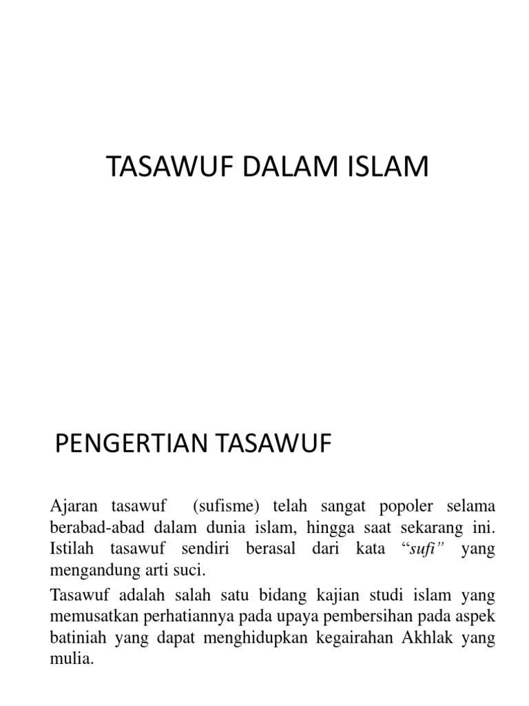 Tasawuf Dalam Islam | PDF