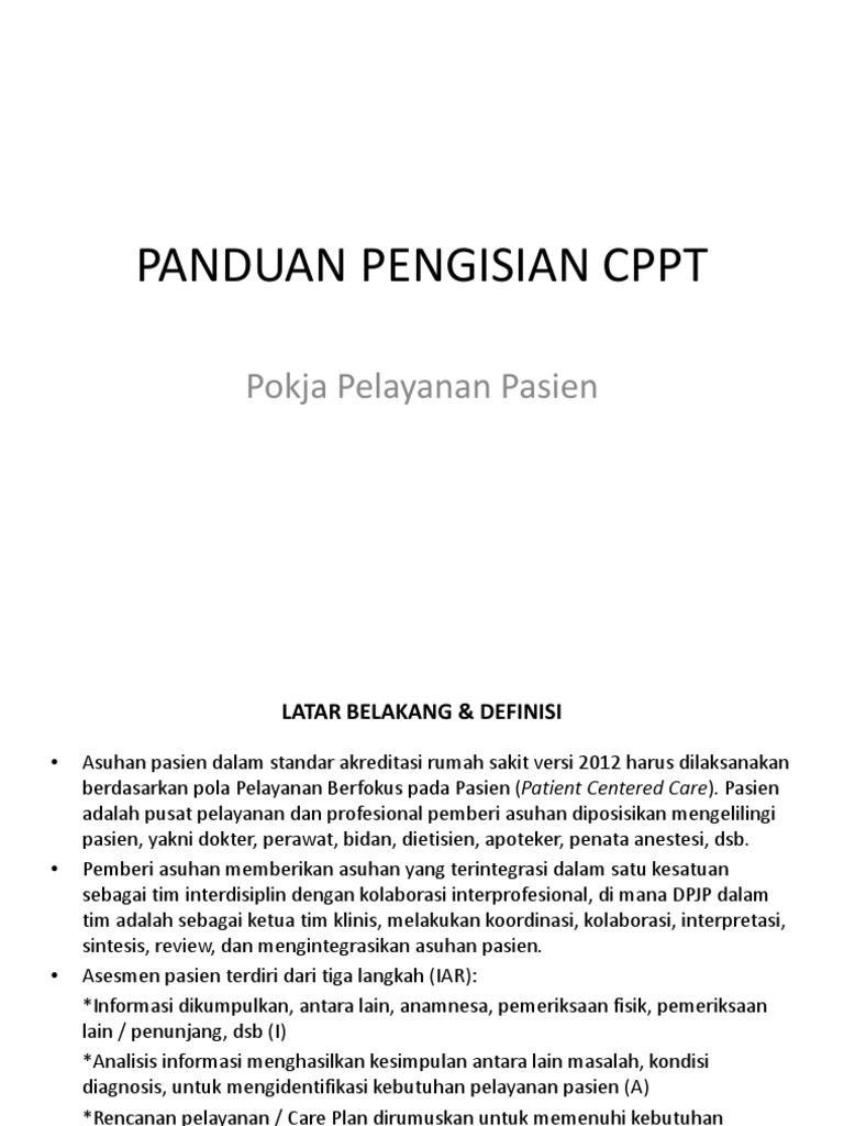 Panduan Pengisian CPPT | PDF | Kesehatan Holistik