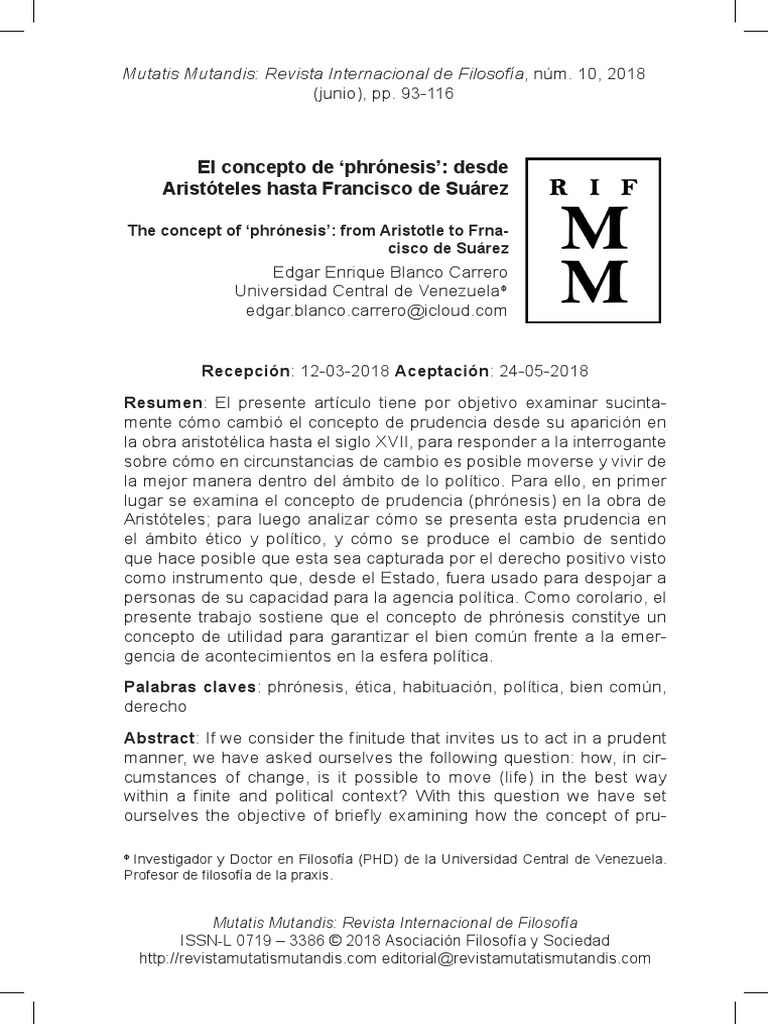 Concepto de Phrónesis | PDF | Aristóteles | Razón