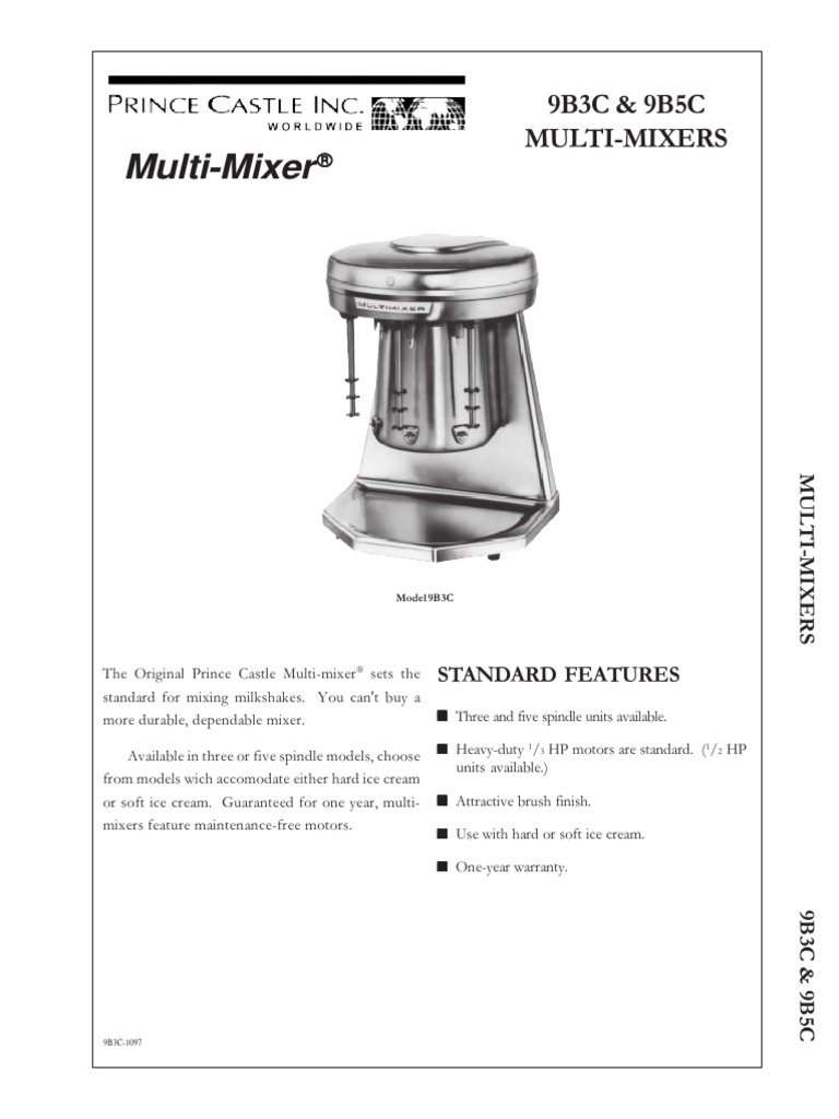 Prince Castle Multi-Mixer Models 9B3C & 9B5C | PDF | Manufactured Goods ...