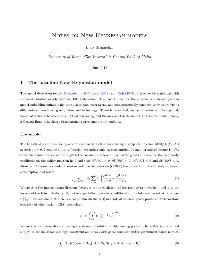 Notes On New Keynesian Models | PDF | New Keynesian Economics ...