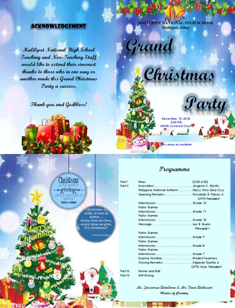 Grand Christmas Party Programme | PDF