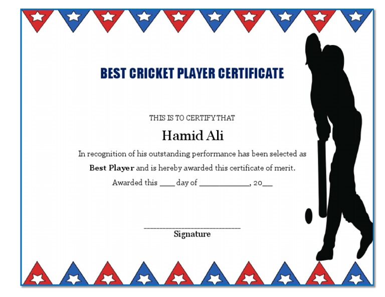 Best Cricket Player Certificate Award | PDF | Business