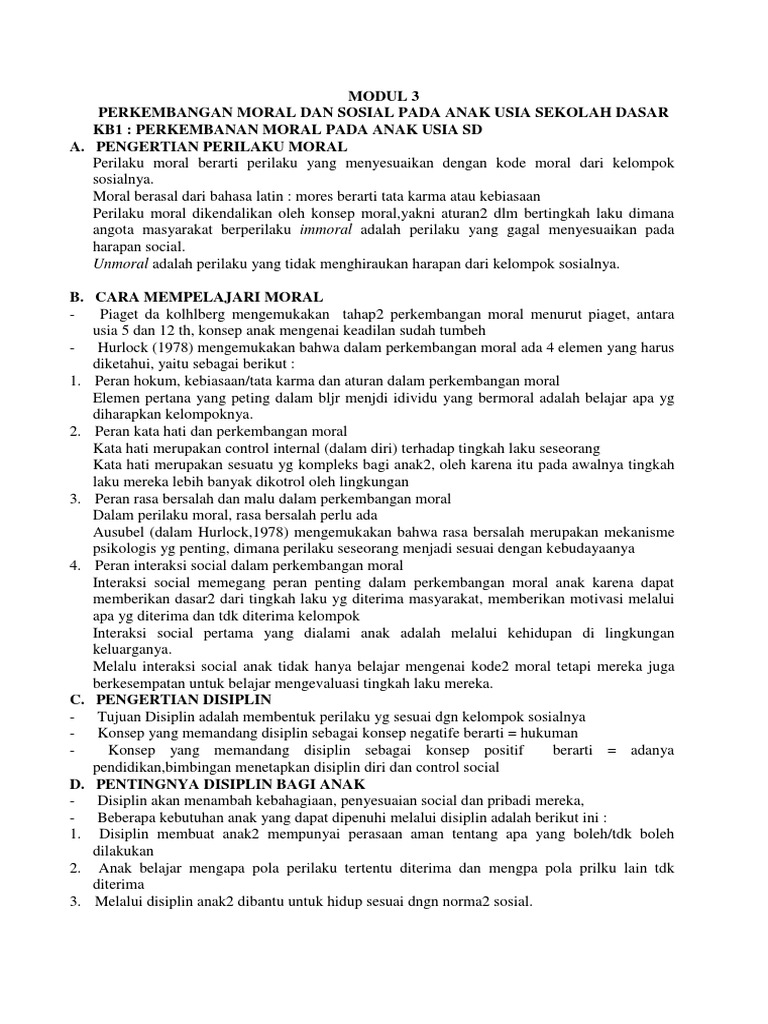 MODUL 3 Pendidikan Anak Di SD | PDF