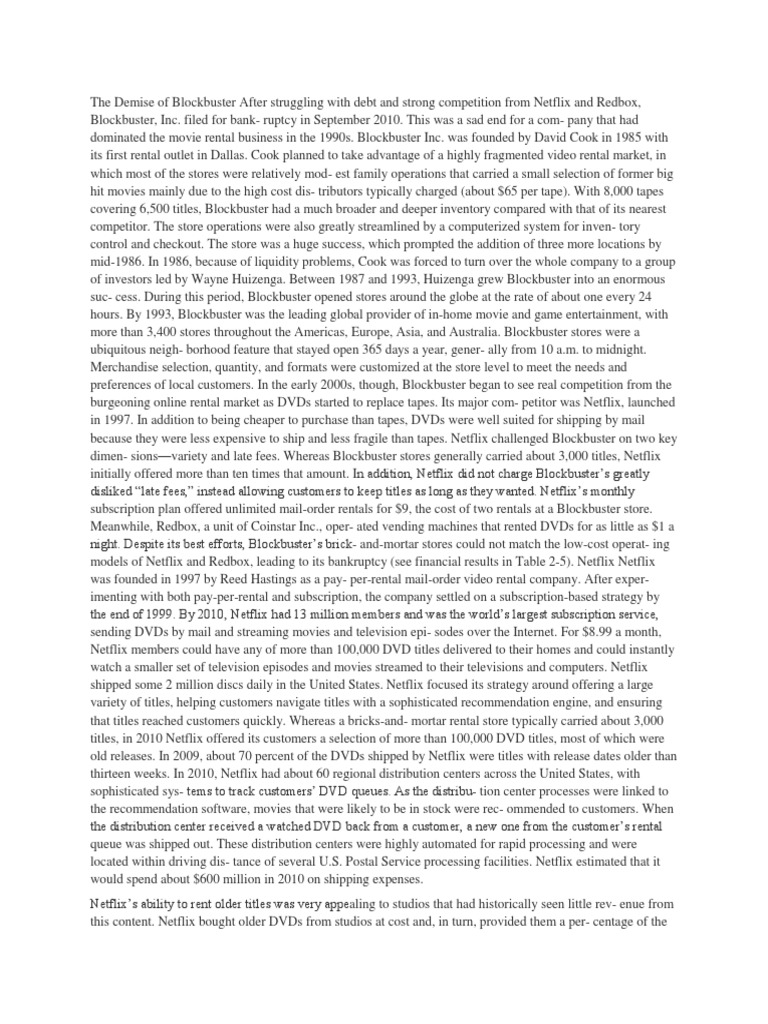 Case Study Block Buster | PDF | Netflix | Retailing