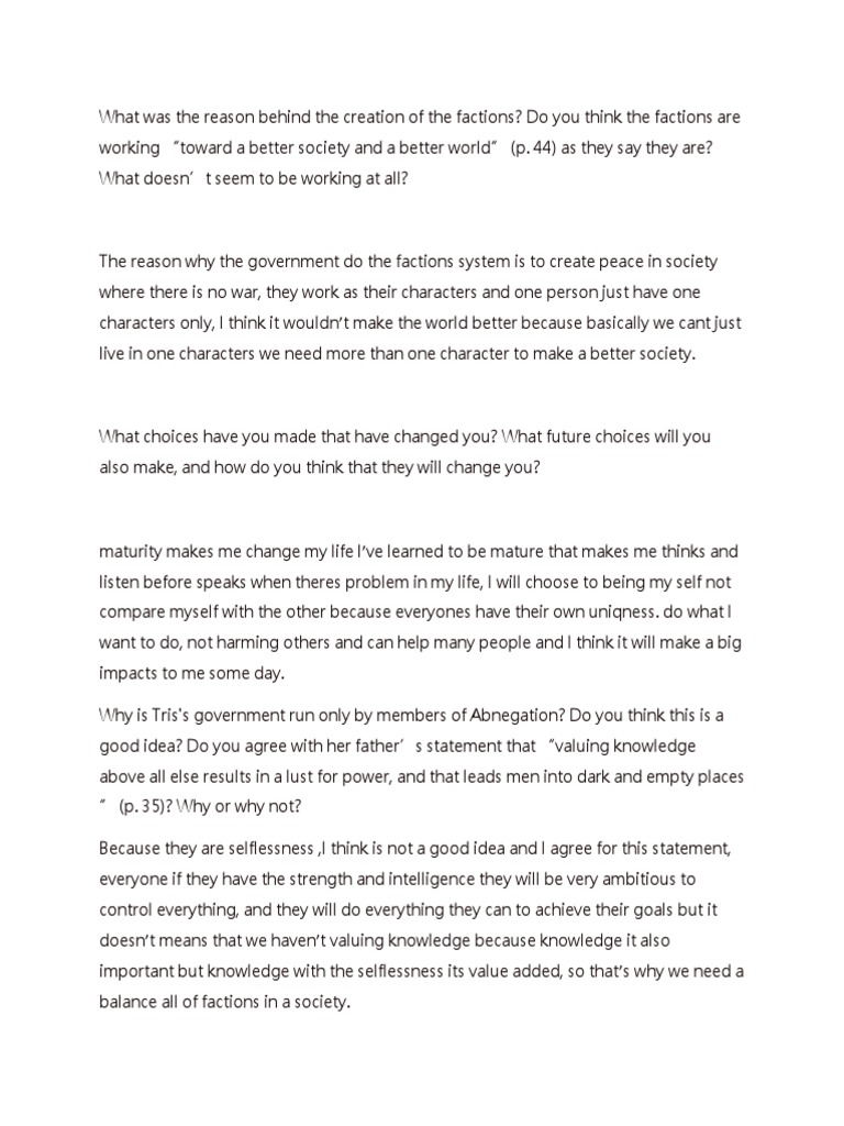 What Was The Reason Behind The Creation of The Factions | PDF | Truth ...