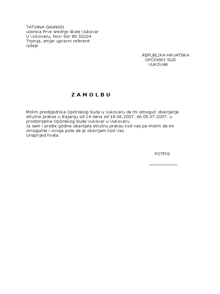 Zamolba | PDF
