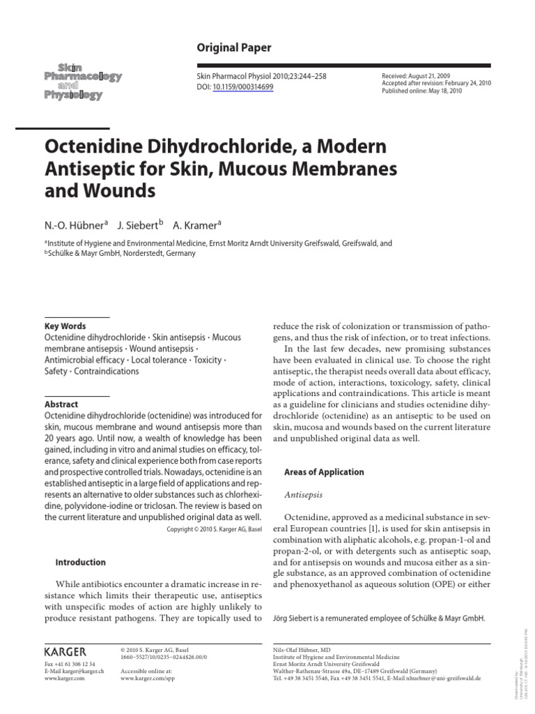 2010 - Octenidine Dihydrochloride, A Modern Antiseptic For Skin, Mucous ...