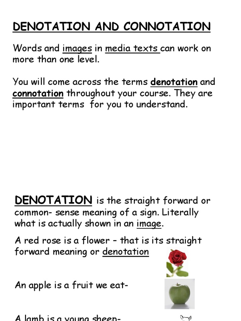 Denotation and Connotation | PDF | Symbols | Semiotics