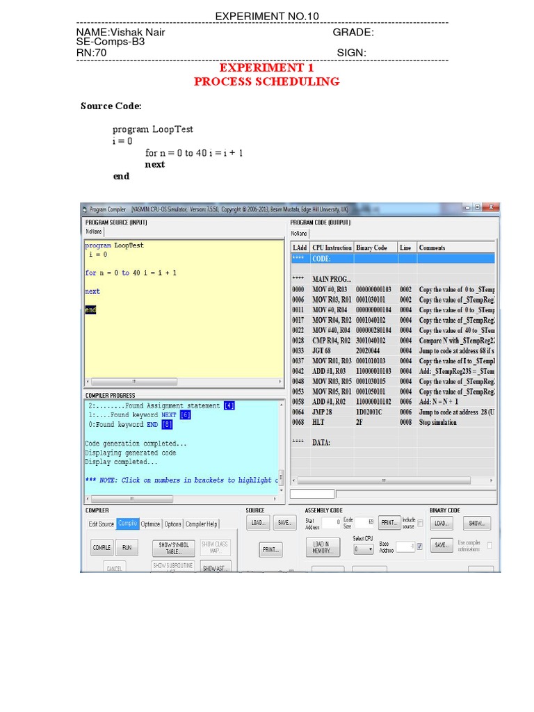 Experiment 1 Process Scheduling: Source Code | PDF