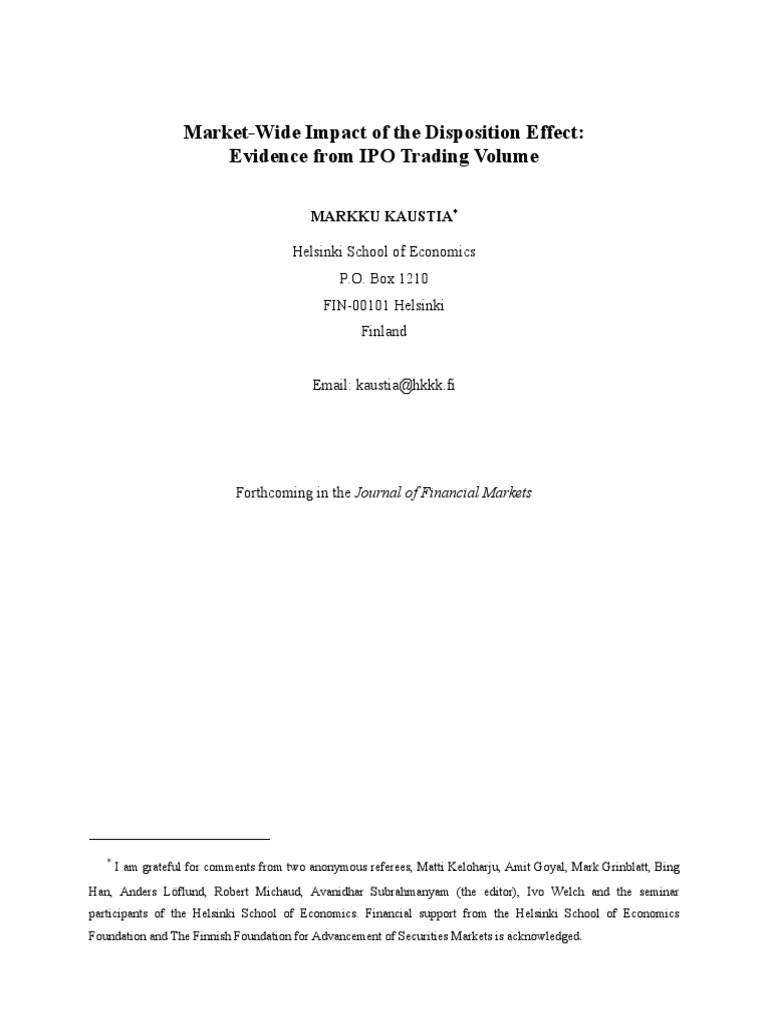 Impact of Disposition Effect PDF | PDF | Initial Public Offering ...