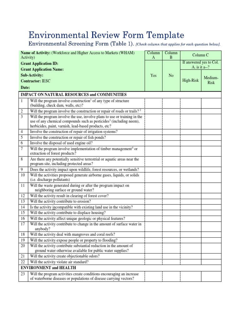 Environmental Impact Checklist | PDF | Environmental Impact Assessment ...