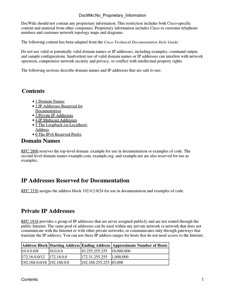 DocWiki No Proprietary Information | PDF | Ip Address | I Pv6