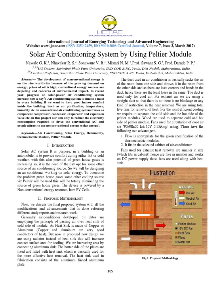 Solar Air Conditioning System by Using Peltier Module | PDF | Air ...