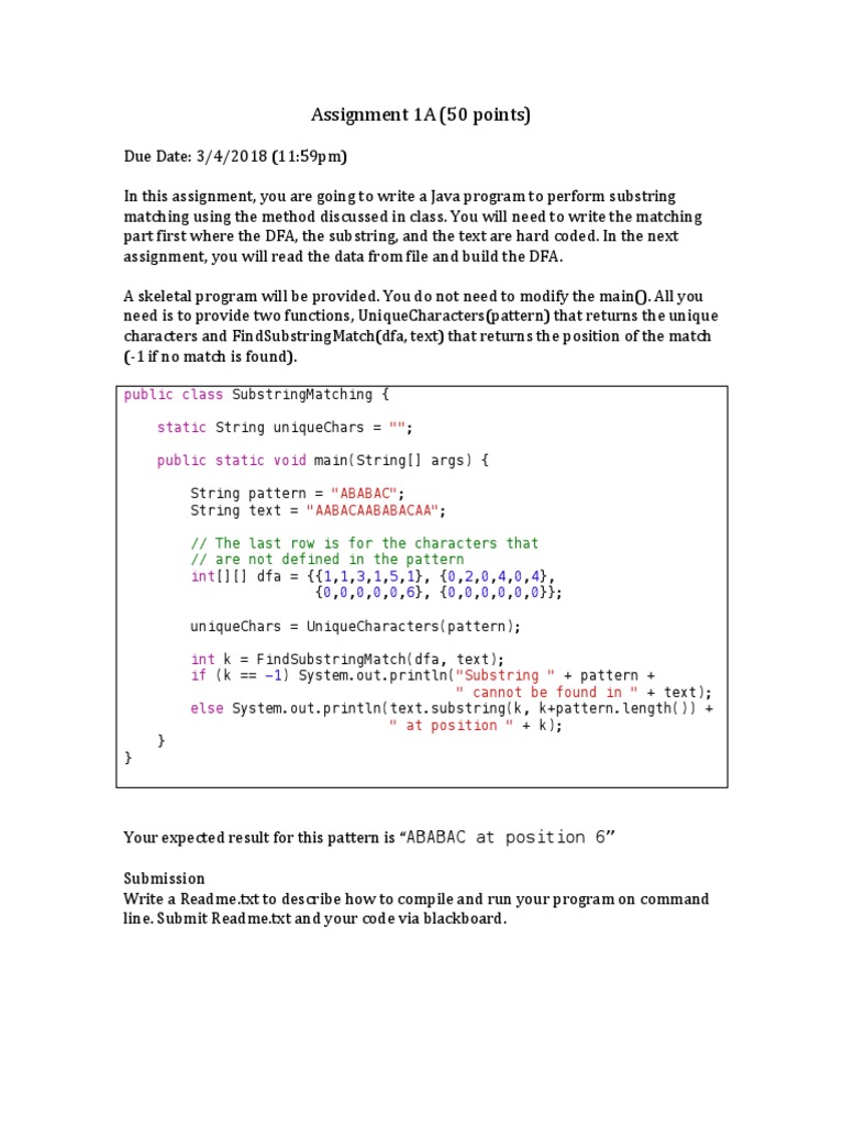 Implementing Substring Matching Using A Deterministic Finite Automaton Dfa Pdf