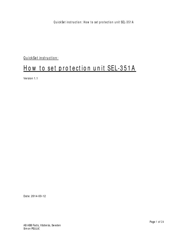 SEL-351A QuickSet Setup Guide | PDF | Electrical Engineering ...